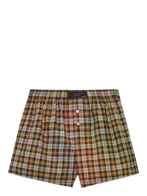 MSGM Buttoned Checkered Shorts - Brown