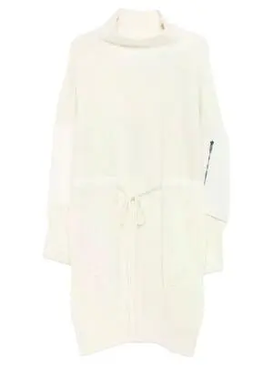 Iceberg Turtleneck Self-tie Midi Dress - Neutrals