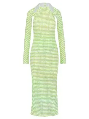 Jacquemus Checked Long Sleeve Dress - Green