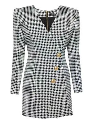 Balmain Houndstooth Mini Dress - Black