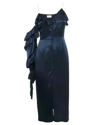 Magda Butrym Asymmetric Silk Midi Dress - Blue