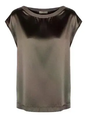 PUROTATTO Short Sleeve Blouse - Brown