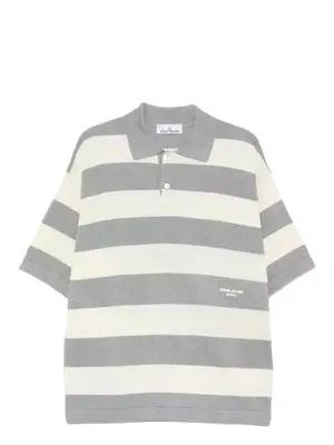 Stone Island Striped Knit Polo Shirt - Grey