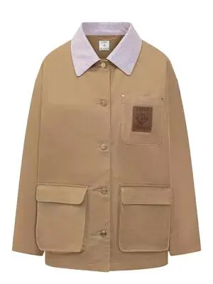 Casablanca Leather-collar Patch-pocket Jacket - Neutrals