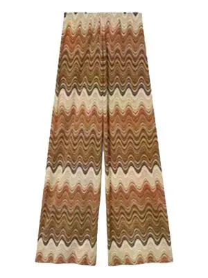 MC2 SAINT BARTH Wave-pattern Raschel-knit Trousers - Brown