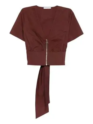 Patrizia Pepe Zip-fastening Cropped Top - Brown