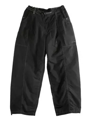 AND WANDER Contrast-stitch Belted Trousers - Black