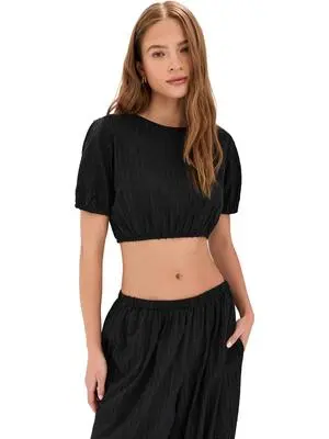 LE BOP Lillian Cropped Blouse - Black