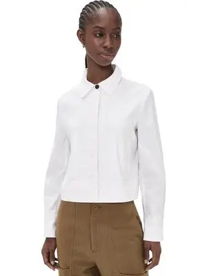 Theory Linen Blend Cropped Jacket - White