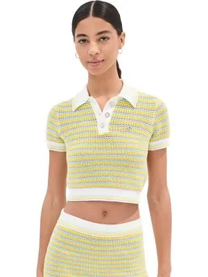 Casablanca Striped Knit Polo Shirt - Multi
