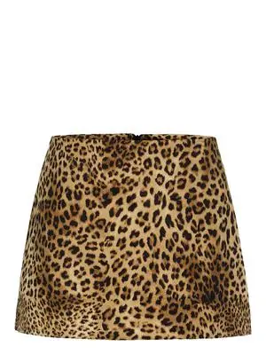 SOURCE UNKNOWN Anouk Leopard Cotton-blend Mini Skirt
