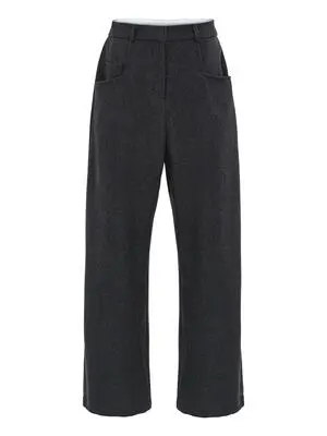 Source Unknown Roanna Wool-blend Wide-leg Trousers - Black