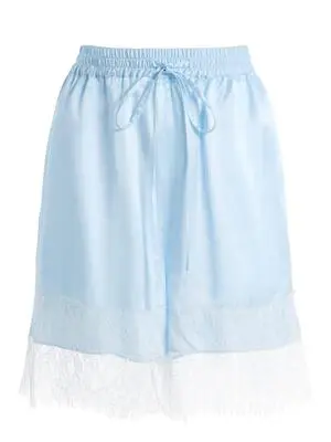 THIRD FORM Lace-trimmed Silk-blend Shorts - Blue