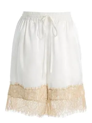 THIRD FORM Lace-trimmed Silk-blend Shorts - Ivory