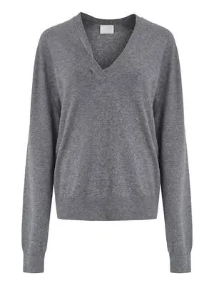Source Unknown Byrone V-Neck Cashmere-Wool Sweater Grey