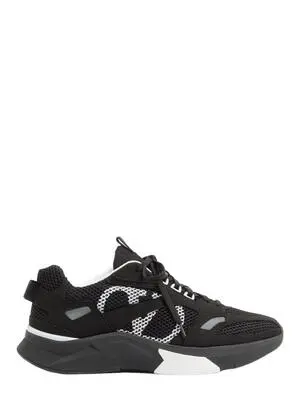 Valentino Garavani Demivee Trainer In Mesh And Suede - Black/grey
