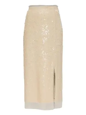 Rag & Bone Sequin Midi Skirt - Cream