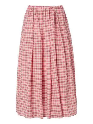 FAITHFULL THE BRAND Faithfull Agora Checked Cotton Midi Skirt