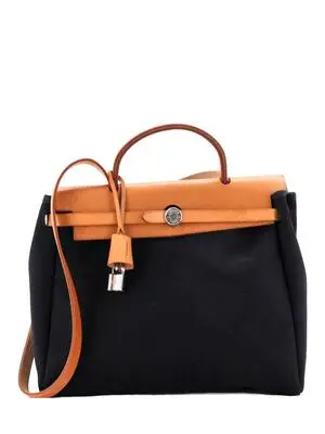 Hermès Herbag Toile And Leather Pm - Ecru