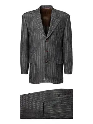 Brunello Cucinelli Chalk Stripe Linen Suit - Grey