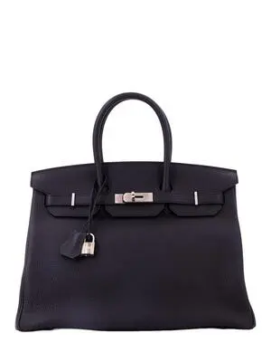 HERMÈS Birkin Handbag Black Togo With Palladium Hardware 35