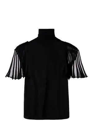 Alaïa Semi-sheer Turtleneck Top - Black