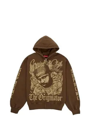Supreme Dj Screw Zip Up Hooded Sweatshirt - Brown