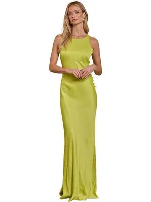 MAIDS TO MEASURE Coco Satin Dress - Lime