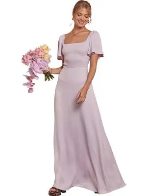 MAIDS TO MEASURE Clemmie Satin Bridesmaid Dress - Lilac