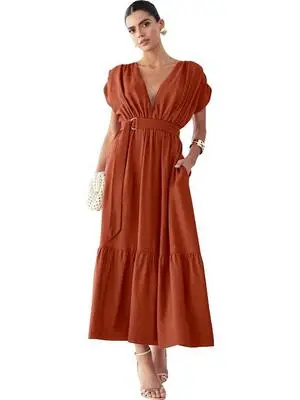 ST MRLO Este Midi Dress - Rust