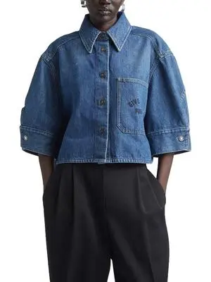 Givenchy Cocoon Crop Denim Shirt Jacket - Medium Blue