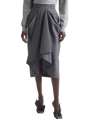 Givenchy Draped Wool & Mohair-blend Midi Skirt - Grey Mix