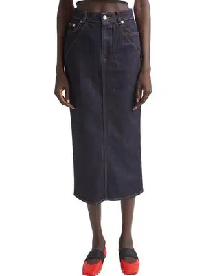 Givenchy Kick Back Denim Midi Skirt - Dark Blue