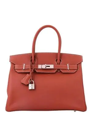 Hermès Birkin Handbag Orange Epsom With Palladium Hardware 30 Red