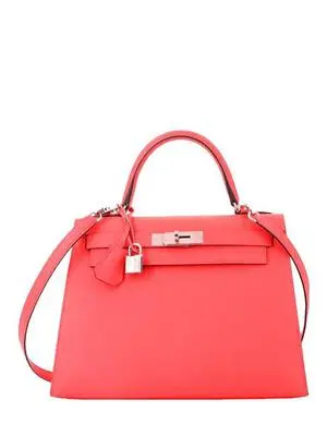 Hermès Kelly Handbag Epsom With Palladium Hardware 28 - Pink