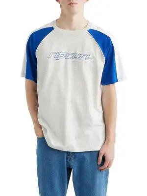 Rip Curl Logo Panel T-shirt Grey/electric Cobalt