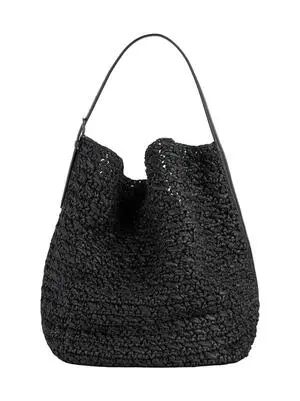 TOTEME Belted Raffia Tote Bag - Black