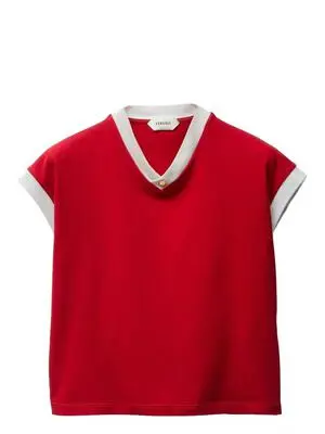 Versace Stretch Cotton Jersey T-shirt With Medusa Detail - Red