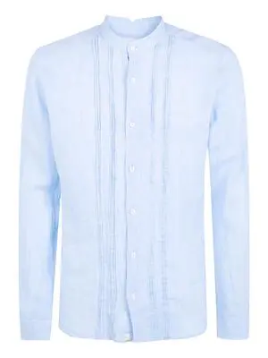 TINTORIA MATTEI 954 Pleated Linen Shirt - Blue