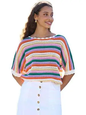 YUMI Batwing Crochet Top Multi