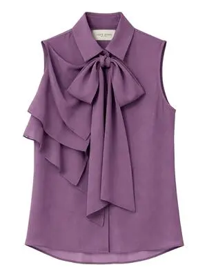 Aiste Hong Ruffle Tie-neck Blouse - Grape