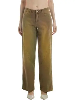 CARNE BOLLENTE Heart-motif Topstitched Jeans - Brown