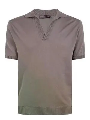 FILIPPO DE LAURENTIIS Knitted V-neck T-shirt - Grey