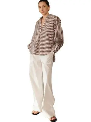 CALLAS MILANO Keaton Lantern Sleeve Shirt - Brown