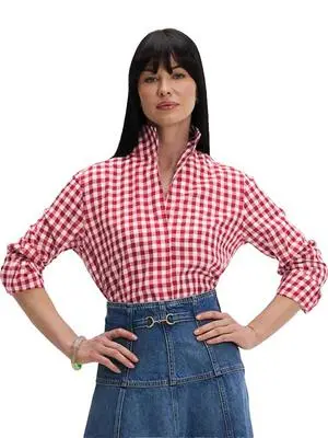 SARAH ALEXANDRA Signature Barn Dance Gingham Shirt - Red