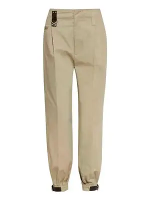 Moschino Buckle-cuff Wide Leg Trousers - Neutrals