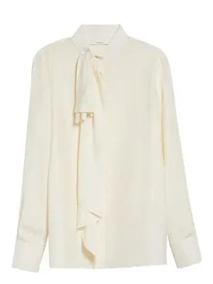 GIVENCHY Draped Bow Silk Button-Up Shirt