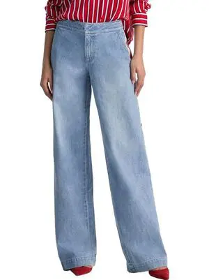 ALICE + OLIVIA Alice + Olivia Xander Racing Stripe Wide Leg Jeans