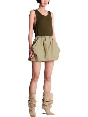 Balmain Cotton Poplin Balloon Skirt - Green