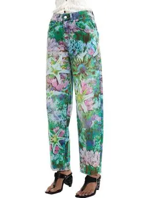 DESIGUAL Wild Garden Print Straight Leg Jeans